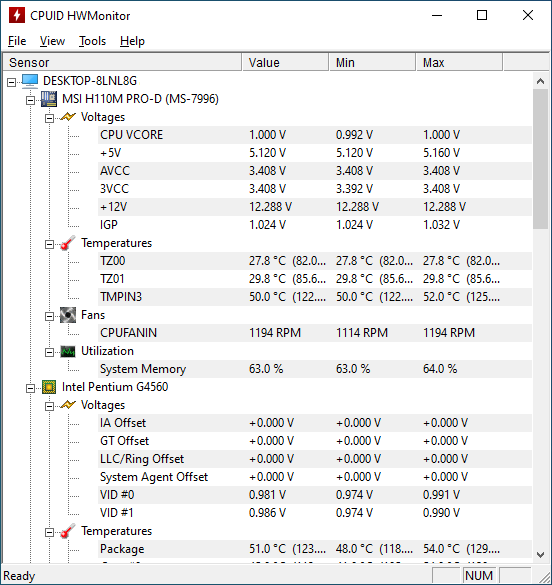 HWMonitor скачать бесплатно на русском языке для Windows